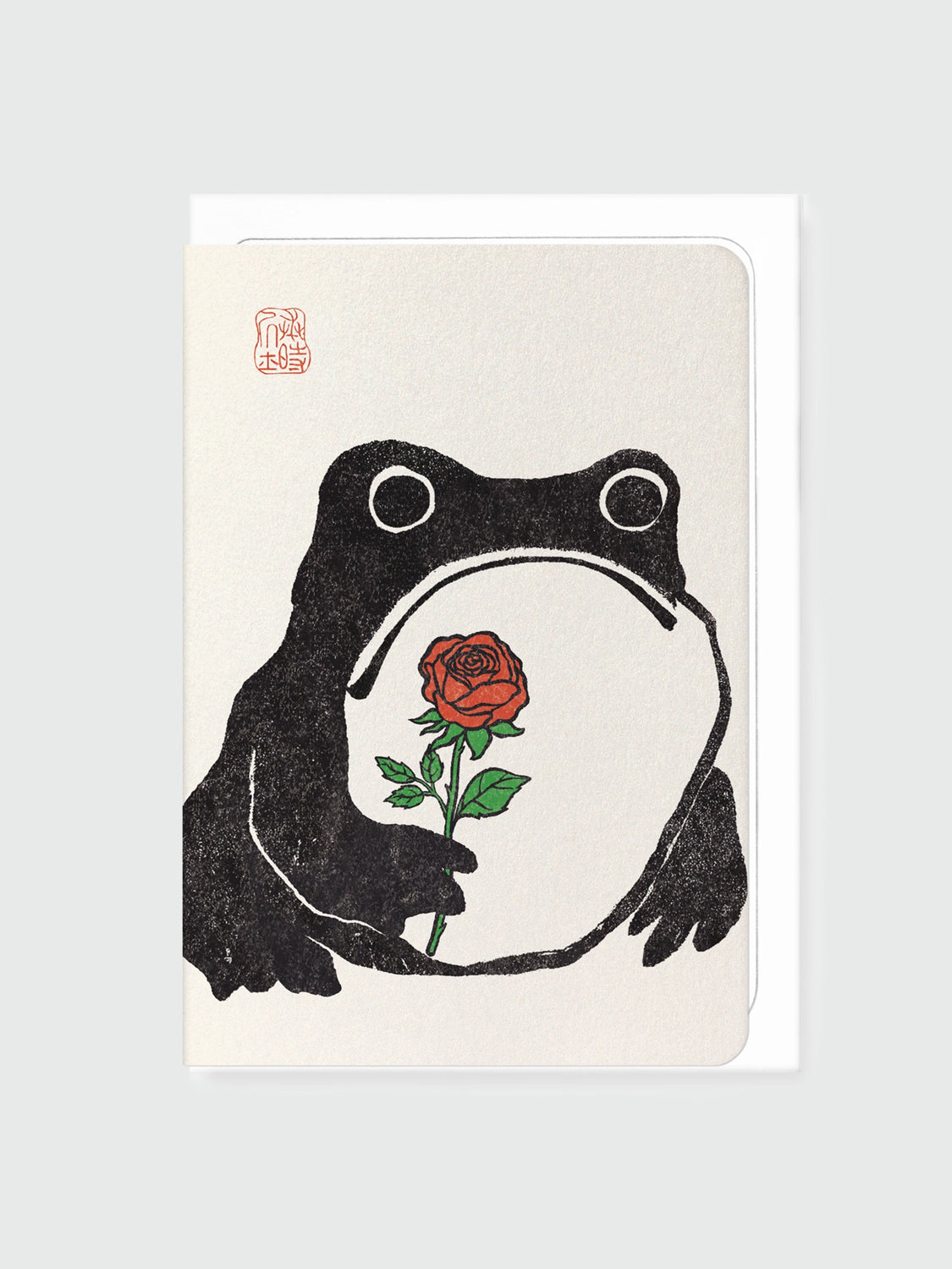 Greeting Card - Single Rose Frog